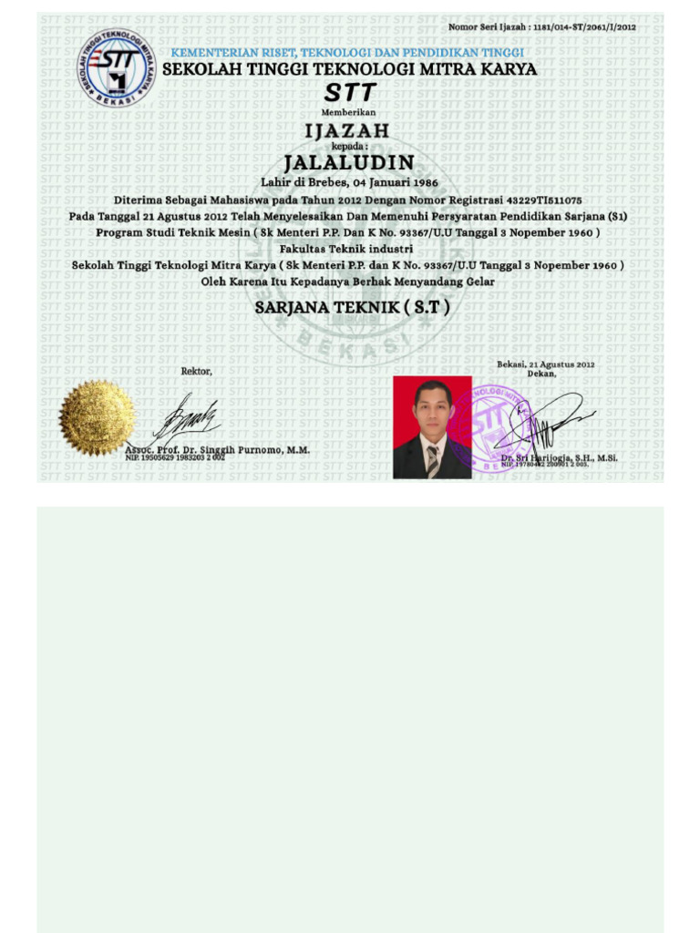 Izasah STT Mitra Karya | PDF