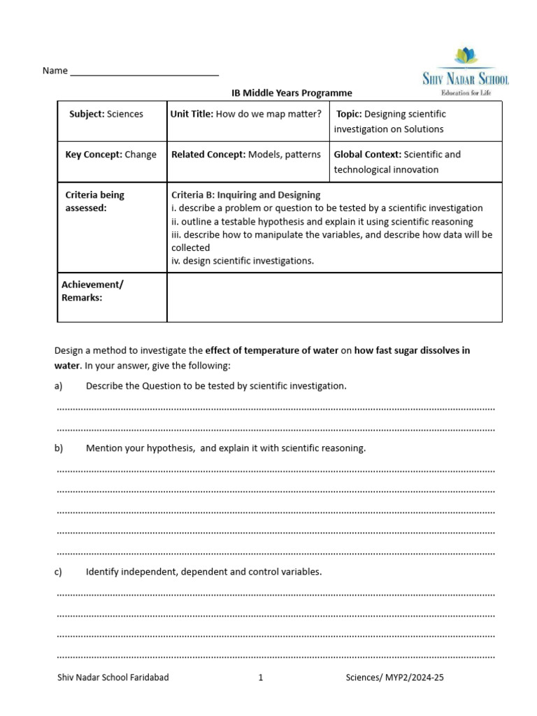 Designing Scientific Investigation On Solutions | PDF | Scientific ...