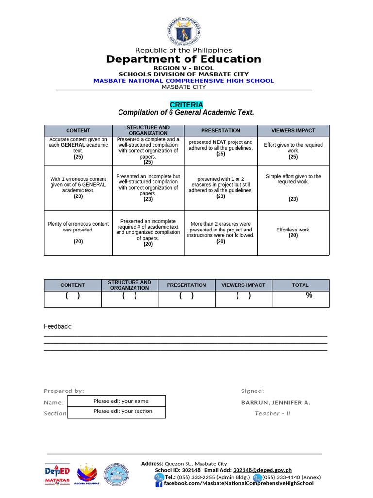 1st Performance Task Compilation | PDF