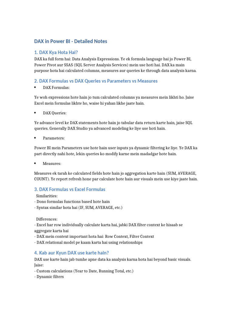 DAX Detailed Notes-Accounts Expert | PDF