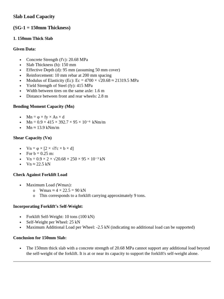 Concrete Slab Load Capacity Analysis | PDF | Strength Of Materials ...