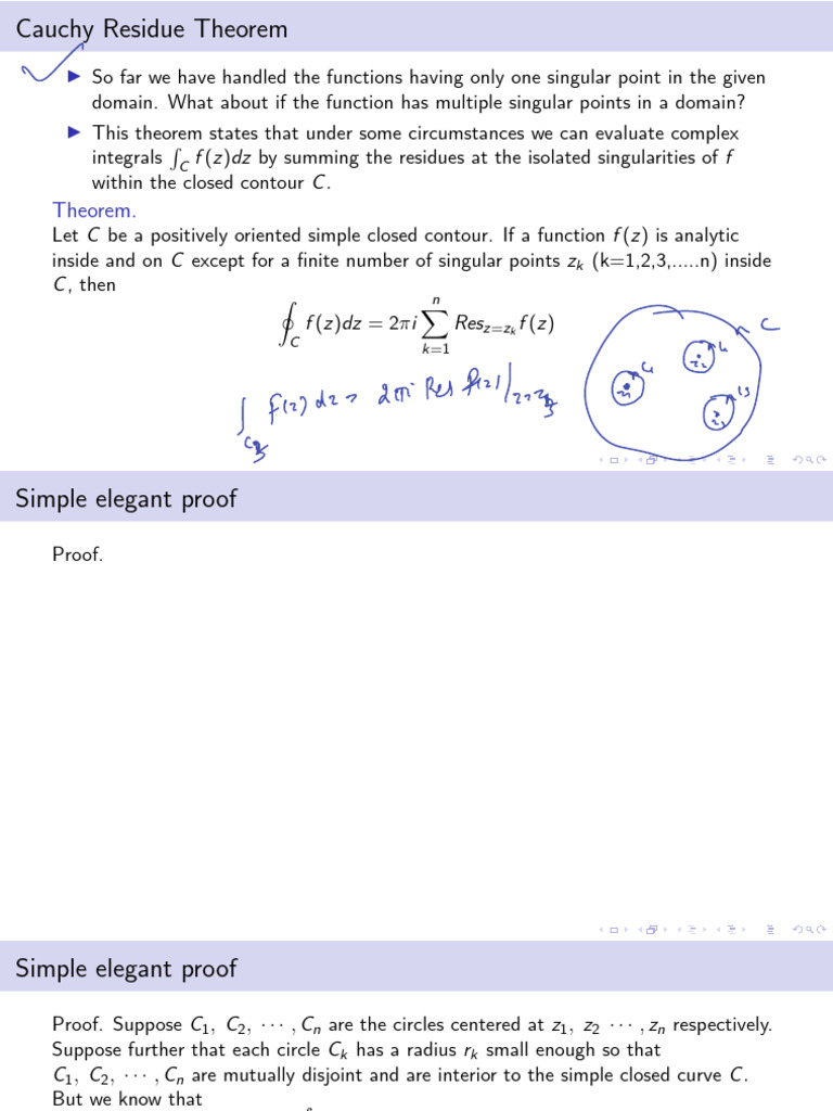 Lecture 33 - Cauchys Residue Theorem and Types of Isolated Singular Points | PDF | Mathematical ...