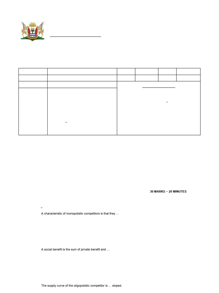7 Economics Gr. 12 Worksheet 30 7 20 | PDF | Profit (Economics ...