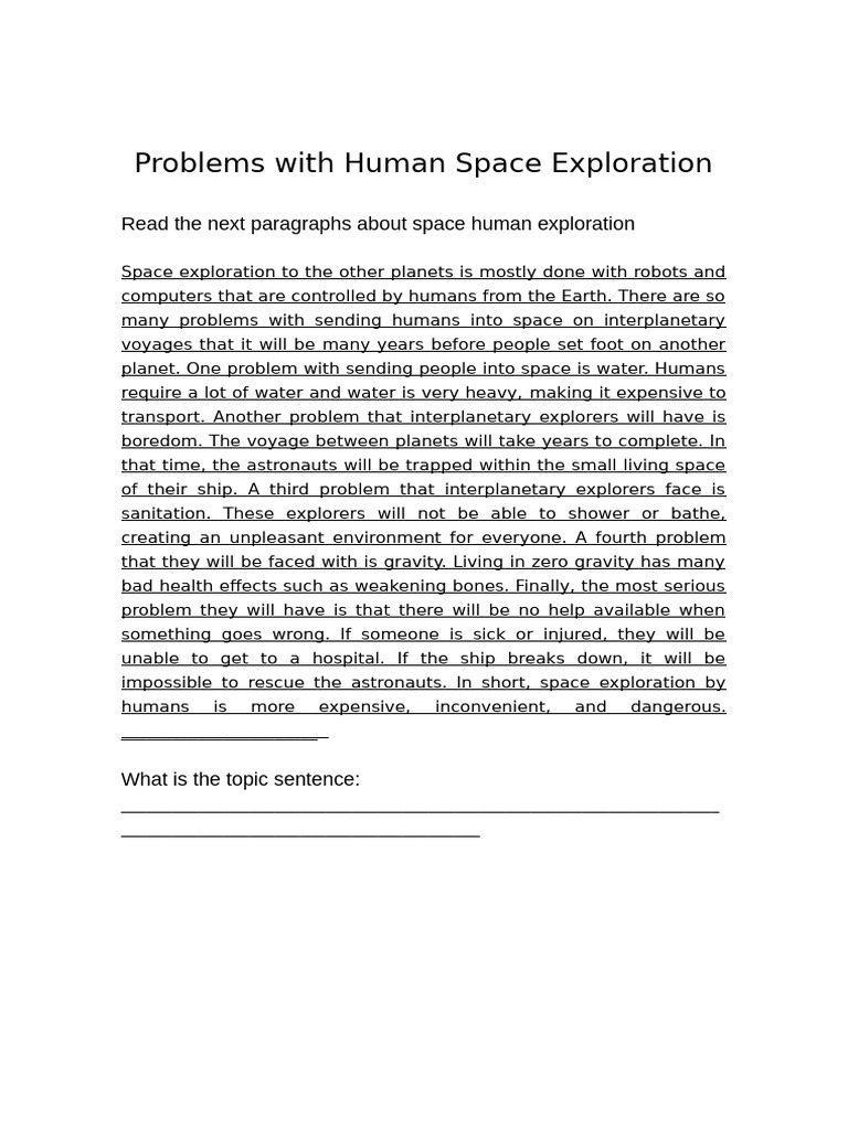 Problems Human Space Exploration | PDF | Space Exploration ...