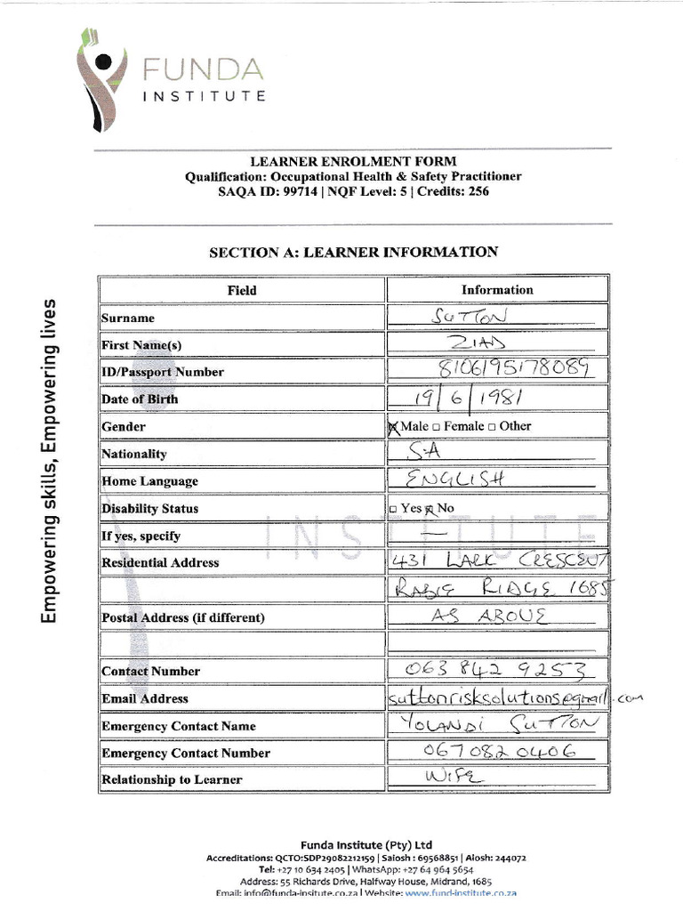 Funda Institute Application Form | PDF