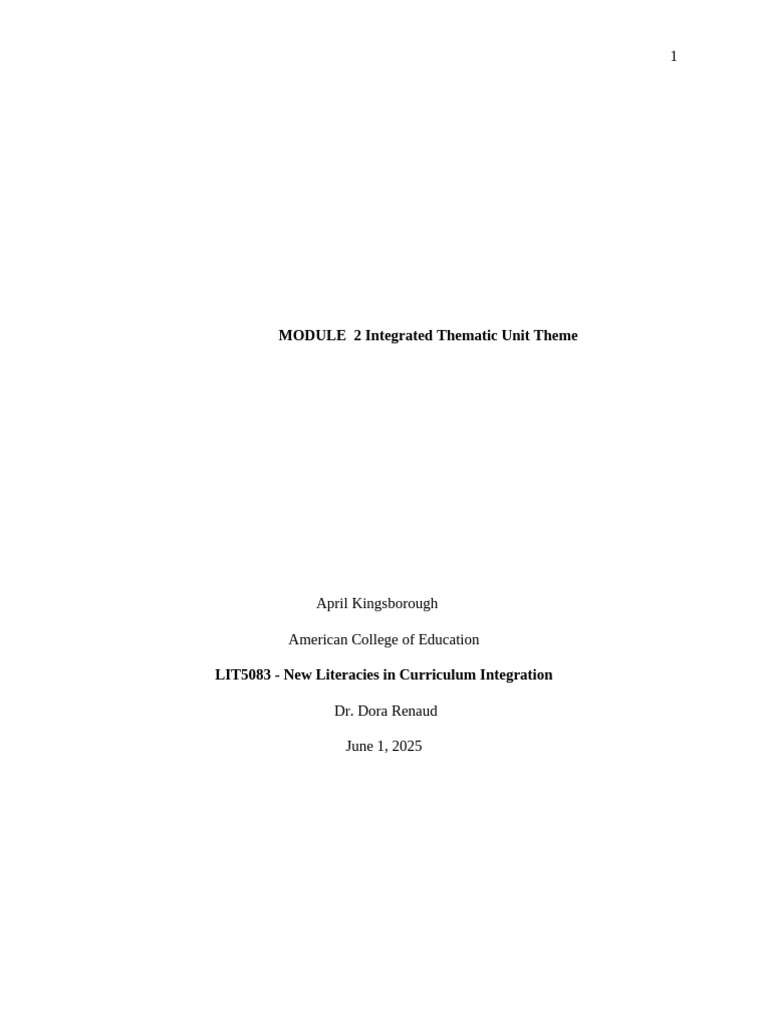 Module 2 Application Integrated Thematic Unit Theme | PDF | Infographics | Critical Thinking