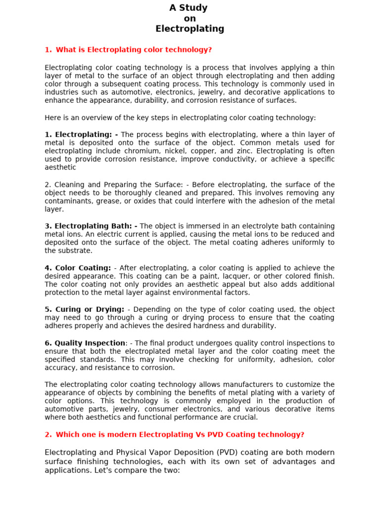 Electroplating Color Coating Explained | PDF | Coating | Mechanical ...