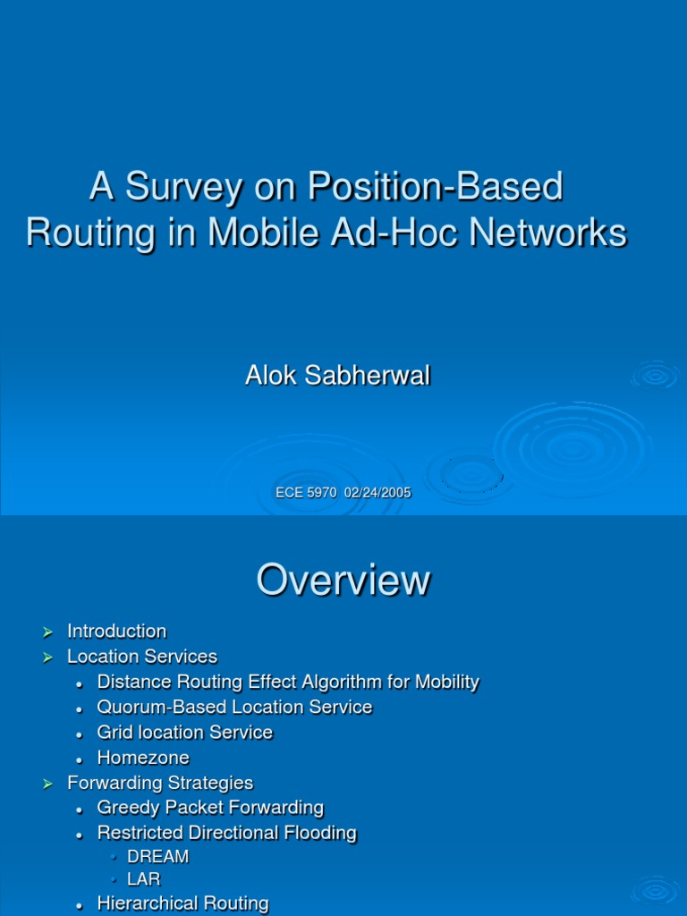 Position-Based Routing in MANETs | PDF | Routing | Wireless Ad Hoc Network