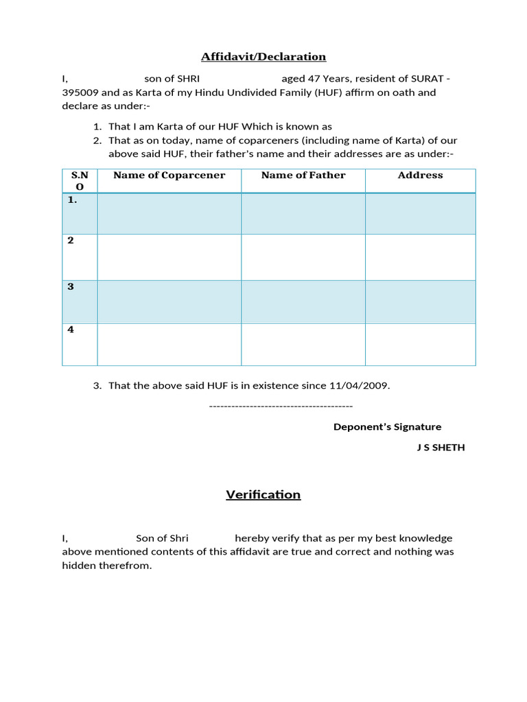 Huf Deed Draft | PDF