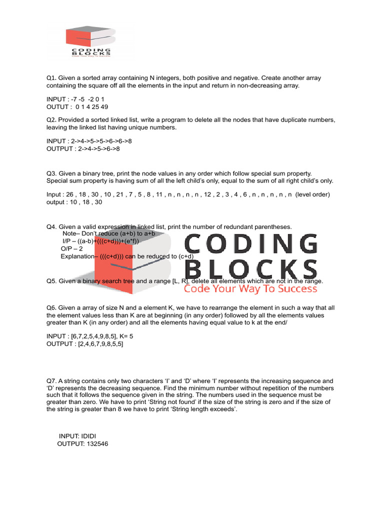Josh Technology Question Set | PDF | String (Computer Science) | Sequence