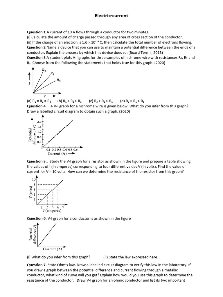 Class 10 Curent Eletricity Sample Paper-1 | PDF | Series And Parallel ...