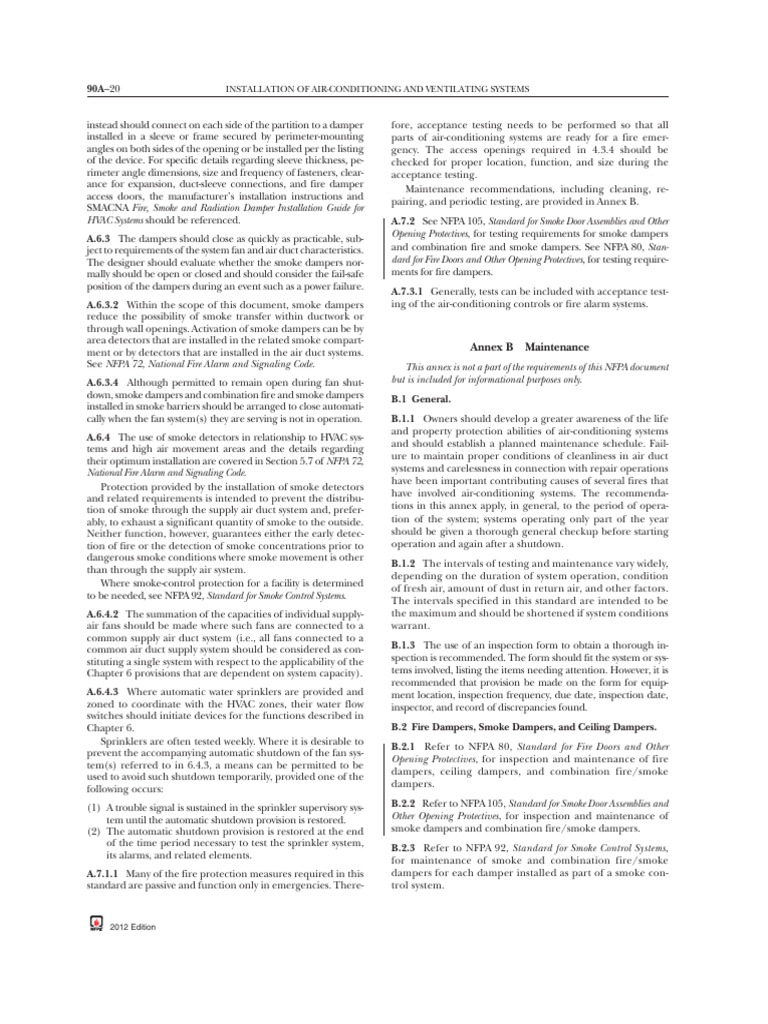 Hvac Reference - Nfpa 90a | PDF