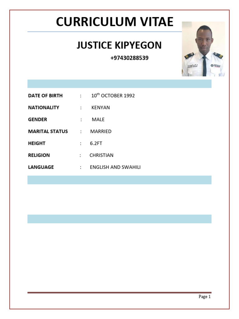 Justice Kipyegon's Security CV | PDF | Kenya