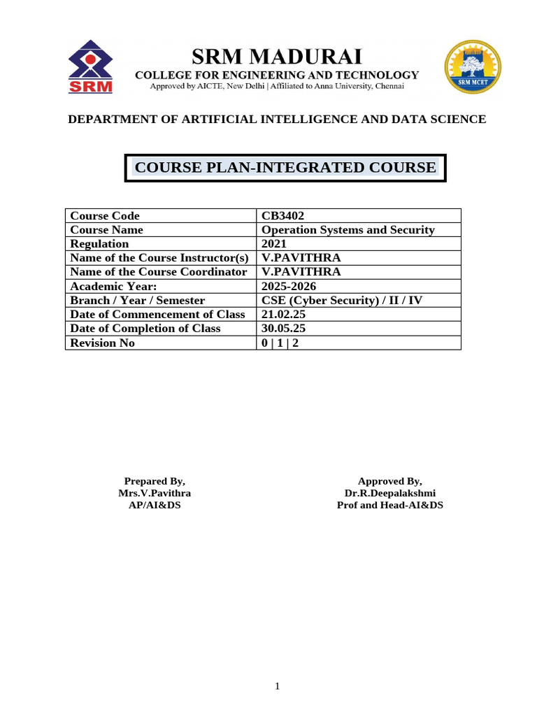 Course Plan Printout Final | PDF | Thread (Computing) | Process (Computing)