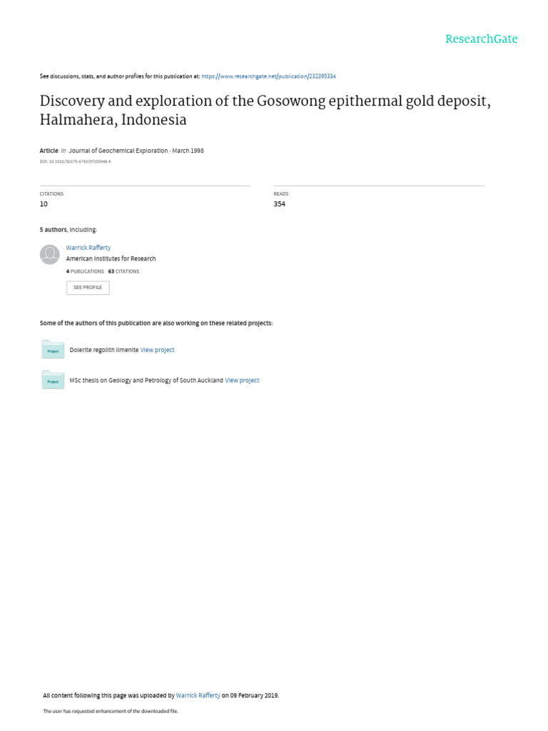 Gosowong Gold Deposit Exploration, Indonesia | PDF | Gold | Exploration
