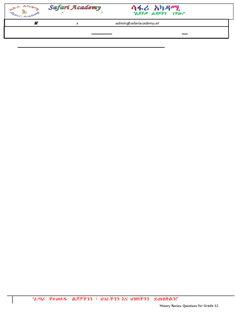 History Review Questions For Grade 12 | PDF