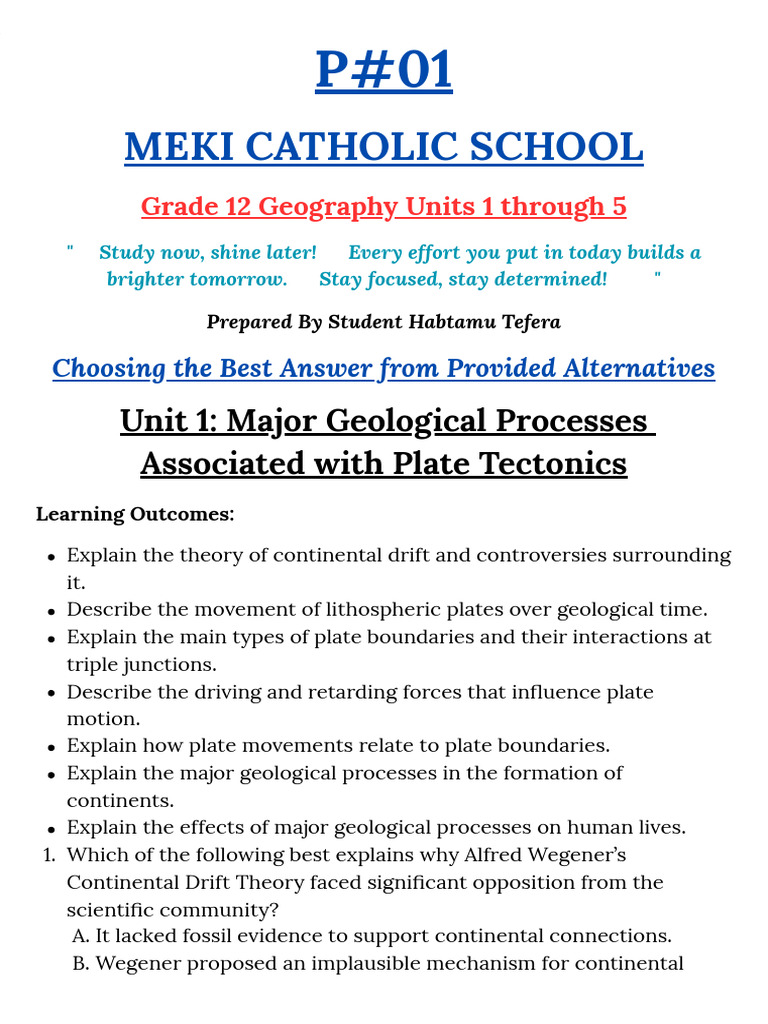 p#01 Grade 12 Geographyunit 1-5 | PDF | Plate Tectonics | Climate Change