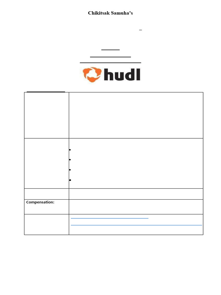 Hudl India Pvt. LTD Campus Placement 2025 | PDF