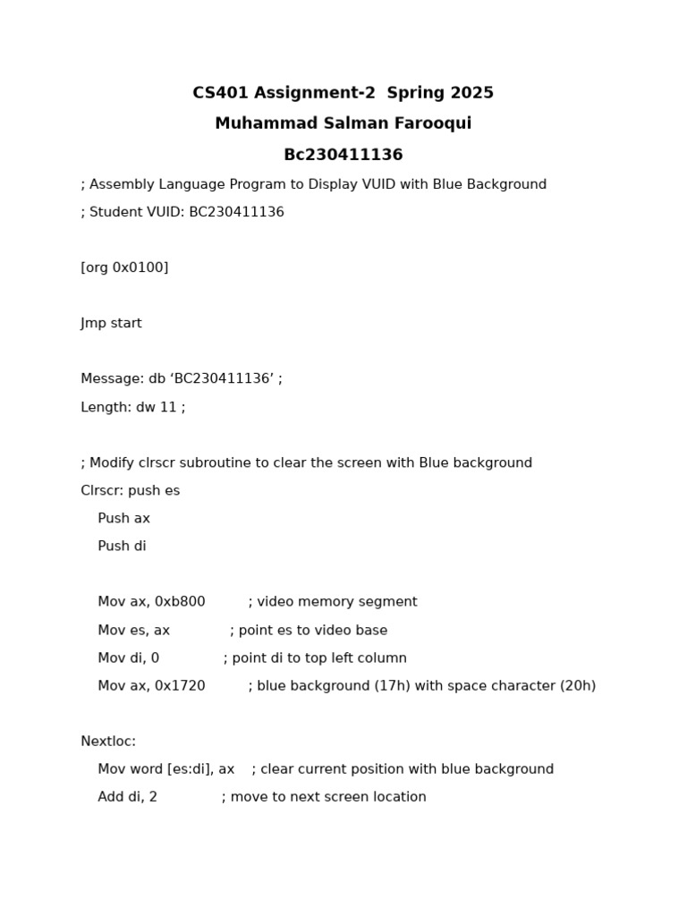 Muhammad SALMAN Farooqui CS401 | PDF | String (Computer Science ...