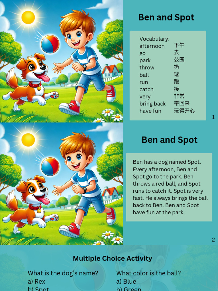 Short Story Lesson 6-Ben and Spot | PDF