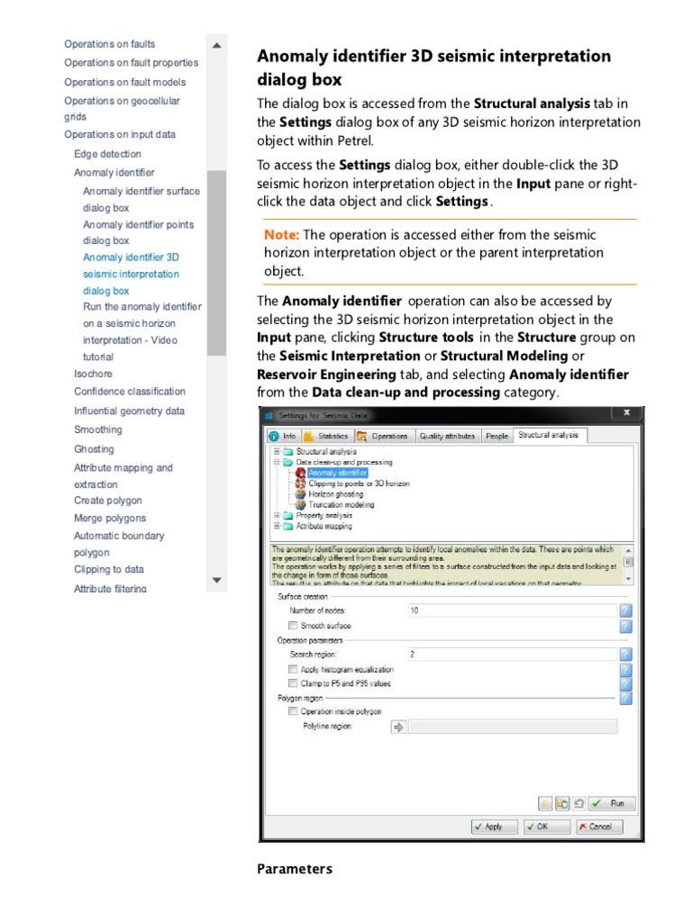 Anomaly Identifier 3D Seismic Interpretation Dialog Box | PDF