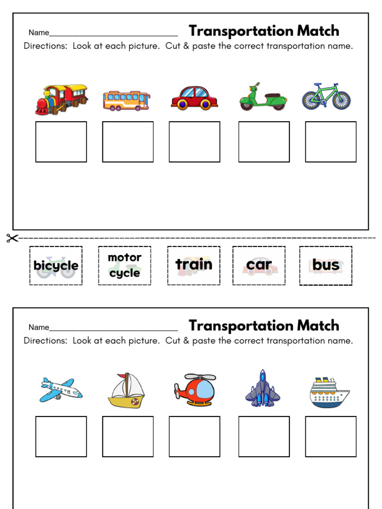 Transportation Match Cut and Paste Worksheet - 20250630 - 204236 - 0000 ...