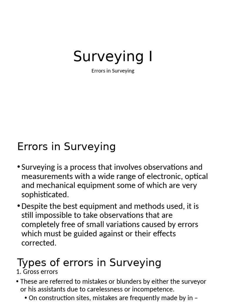 Lecture 4 Surveying I - Errors in Surveying + Obstacles To Surveying | PDF | Observational Error ...