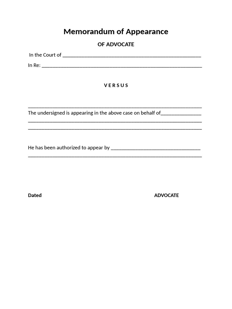 Memorandum of Appearance | PDF