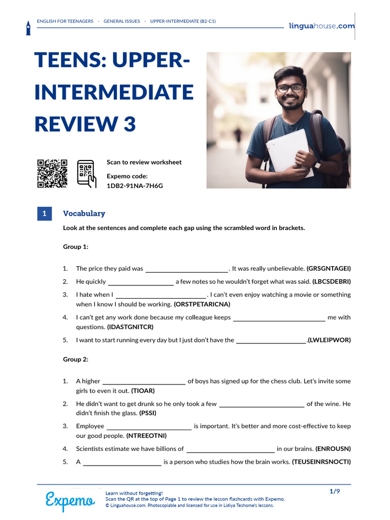 Teens Upper Intermediate Review 3 British English Student | PDF
