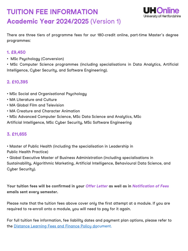 Tuition Fees for Online Master's Programs | PDF | Fee | Credit Card