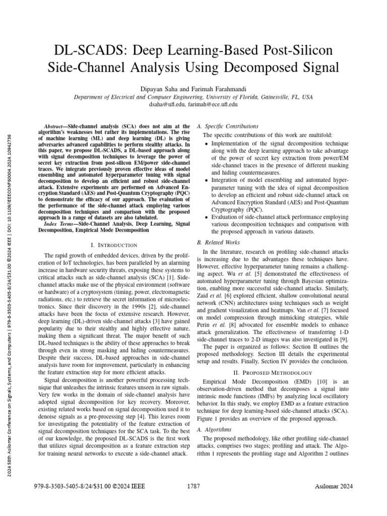 DL-SCADS Deep Learning-Based Post-Silicon Side-Channel Analysis Using ...