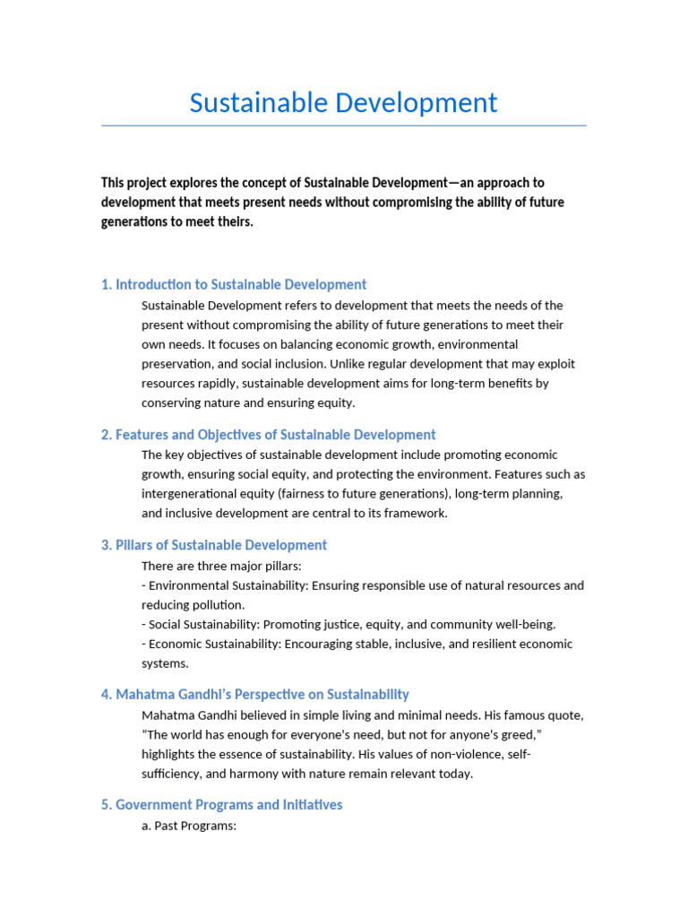 Sustainable Development Full Project | PDF | Sustainability ...