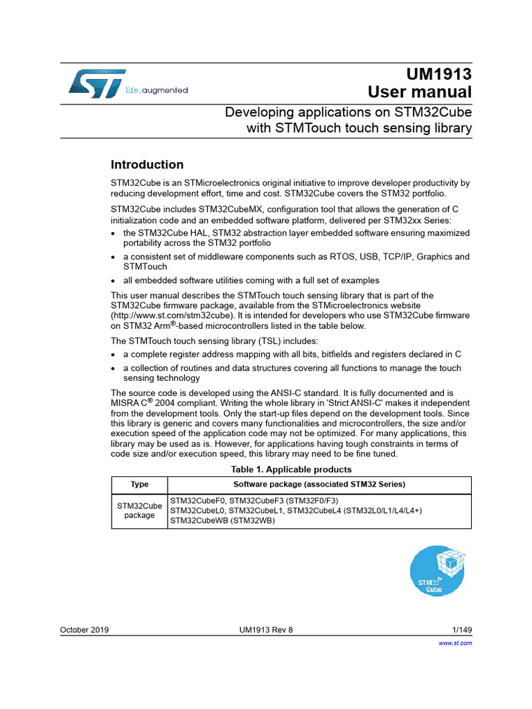 UM1913 Developing Applications On Stm32cube With Stmtouch Touch Sensing ...