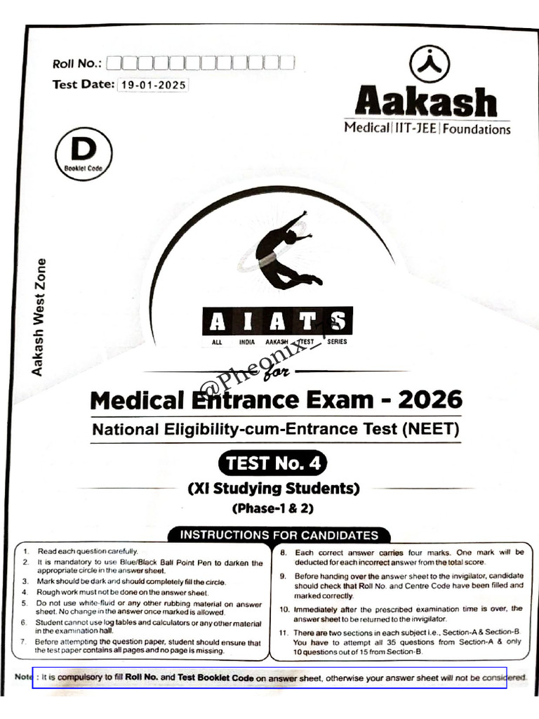 Aiats-04 (D) Tym Question | PDF