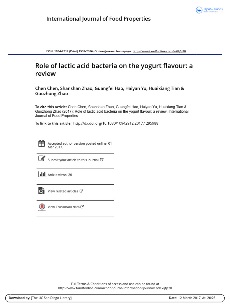 Lactic Acid Bacteria's Impact on Yogurt Flavor | PDF | Fermentation | Taste