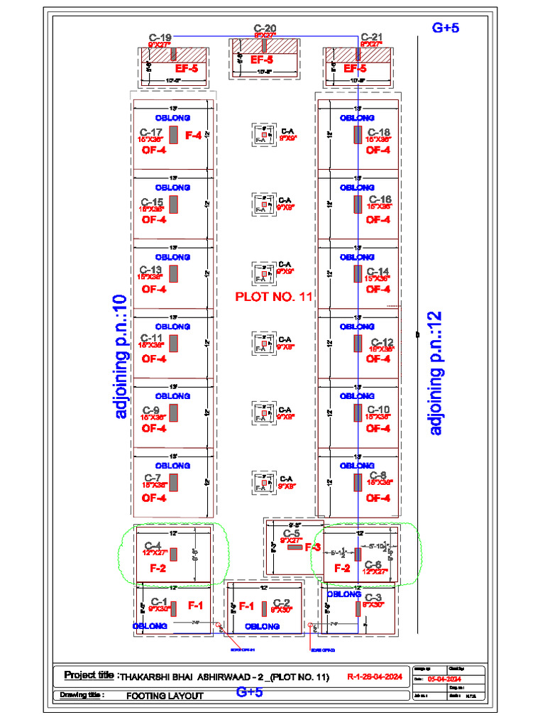 001-Thakarshi Bhai - Footing Lay Out (Ashirwad-2) - Plot - 11 - 26 - 04-2024-Model | PDF