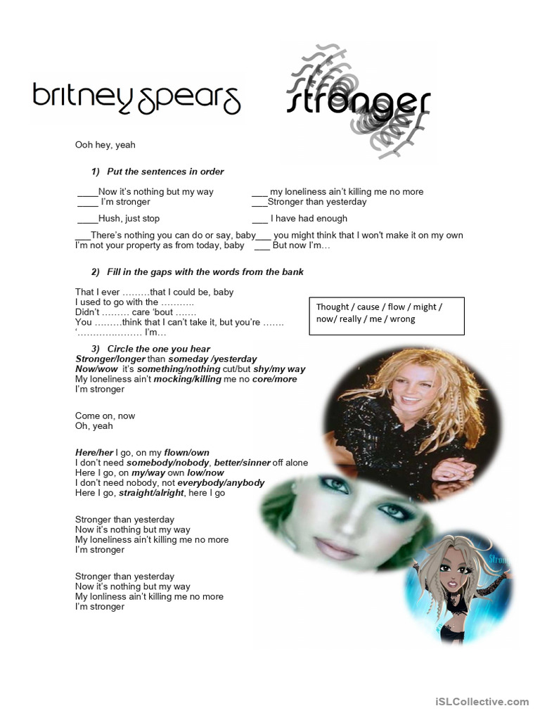 Lyrics Activity: "Stronger" Exercise | PDF