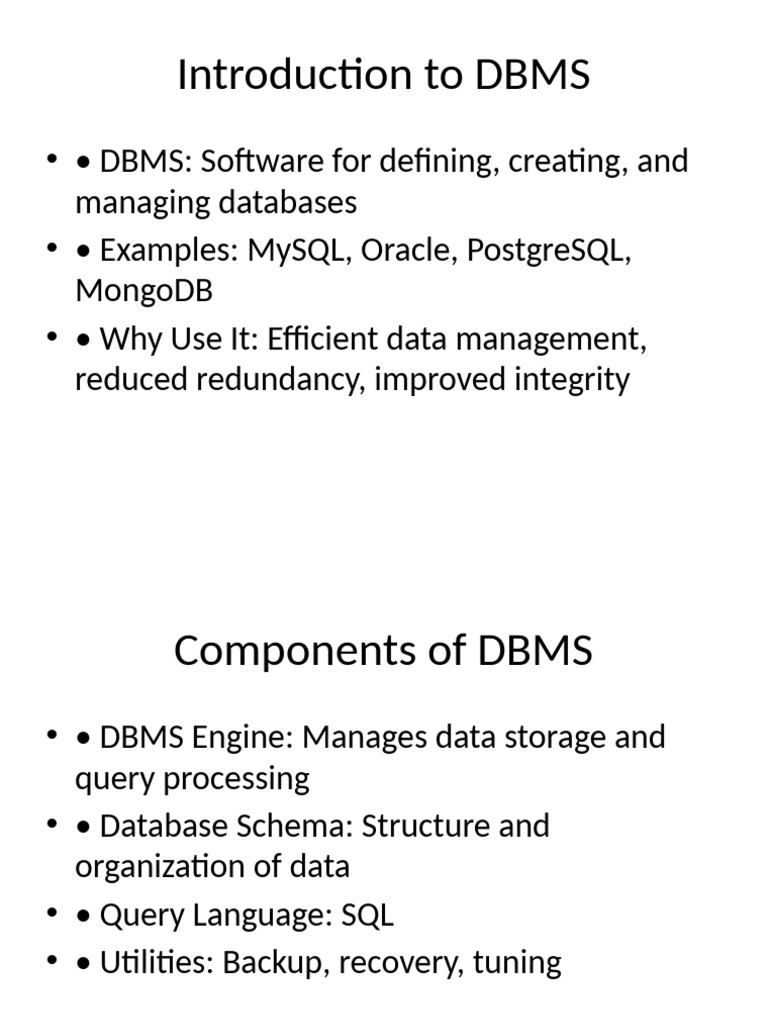 DBMS Presentation (1) | PDF