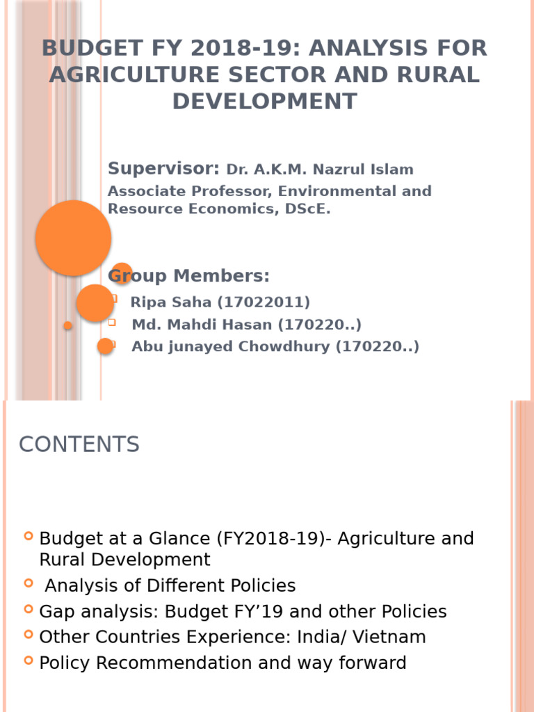 FY 2018-19 Agriculture Budget Analysis | PDF | Agriculture | Food Industry
