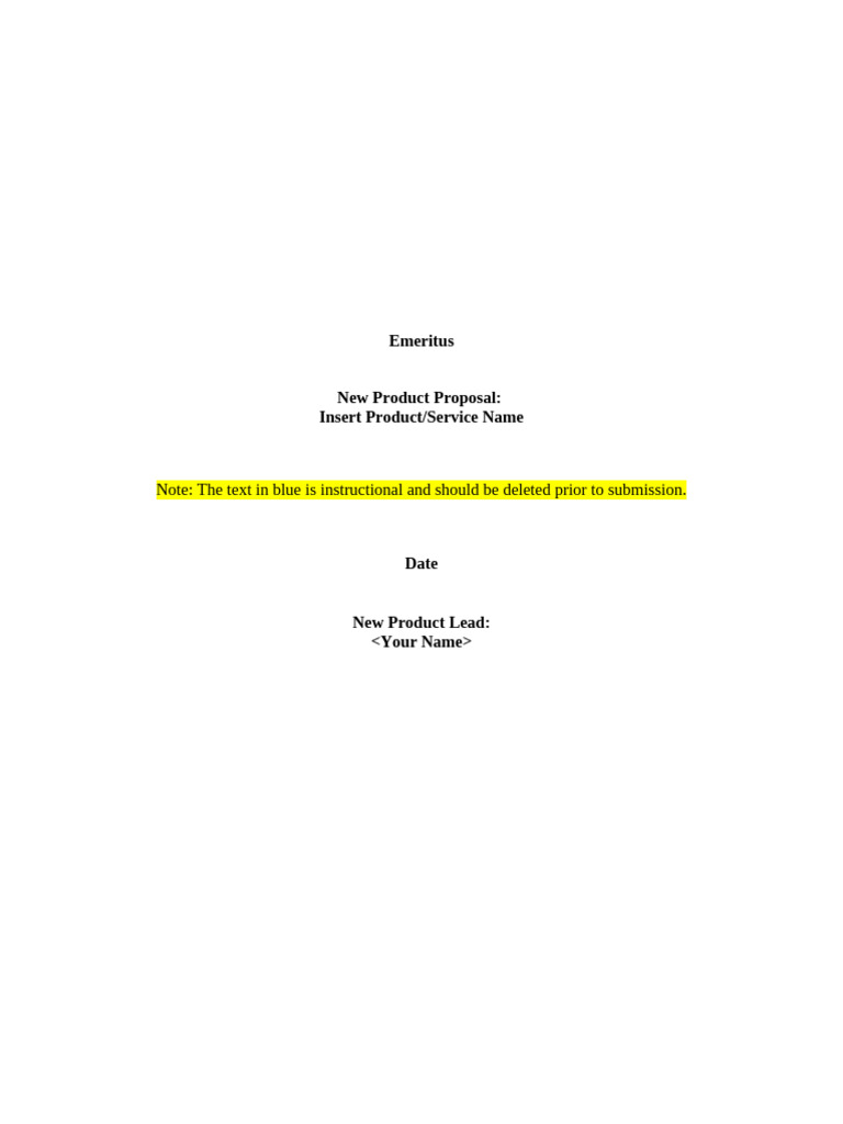 BUSU 620 - Economic Analysis PFA New Product Proposal Template | PDF ...
