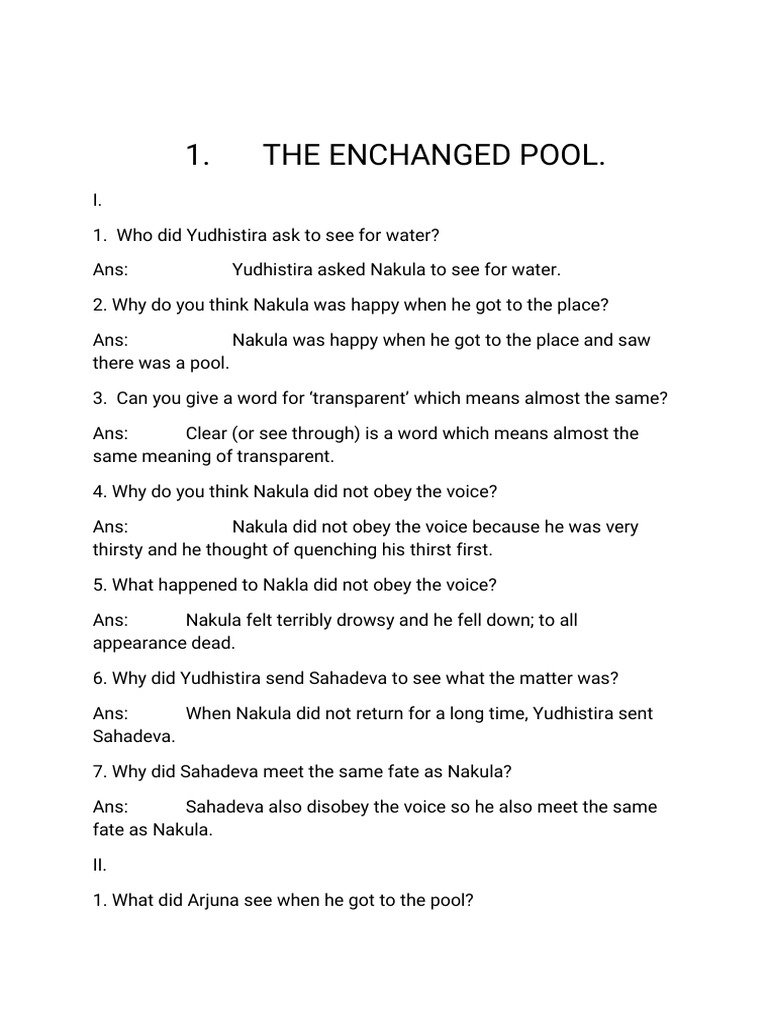 The Enchanted Pool: A Summary | PDF