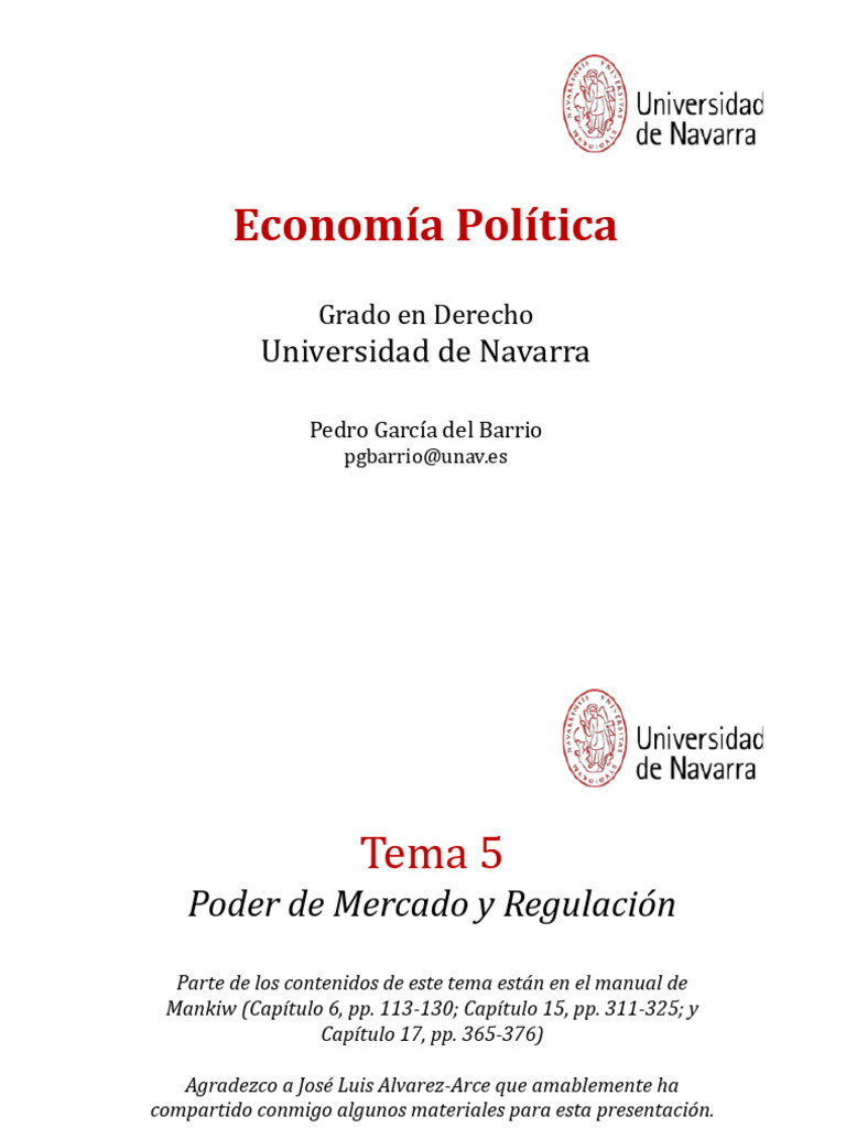 Tema5 PoderMercadoRegulacion 2022 | PDF | Monopolio | Oligopolio