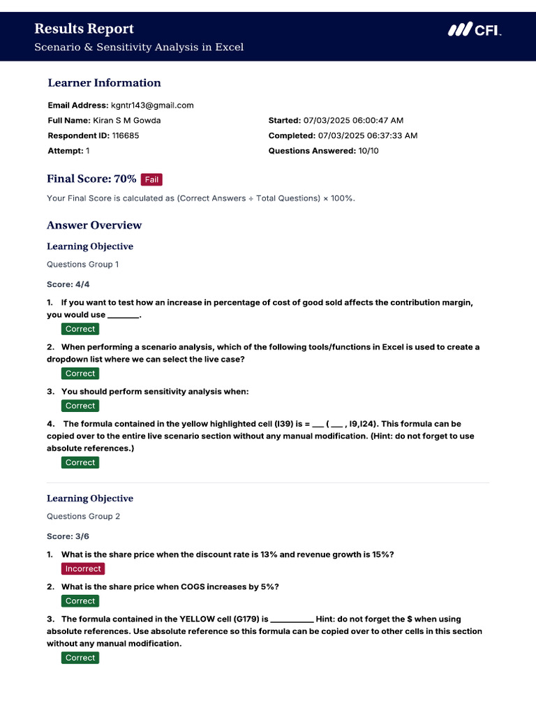 Scenario & Sensitivity Analysis in Excel | PDF