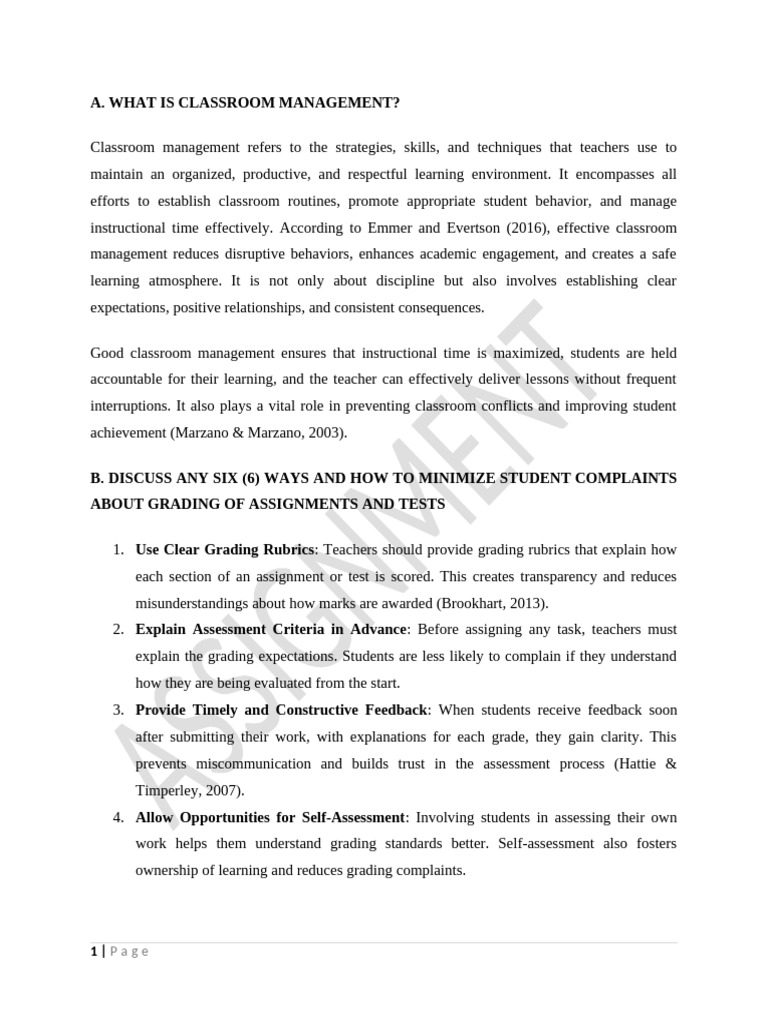 Classroom Management and Teacher Qualities | PDF | Classroom Management ...