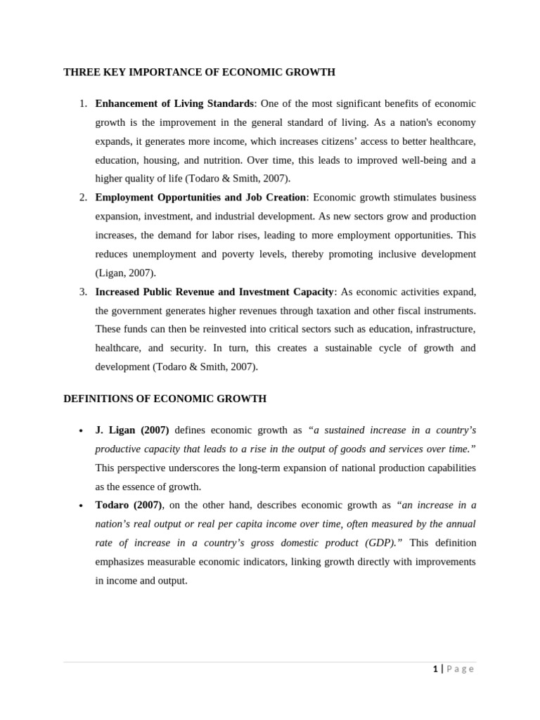 Three Key Importance of Economic Growth | PDF | Economic Growth | Income