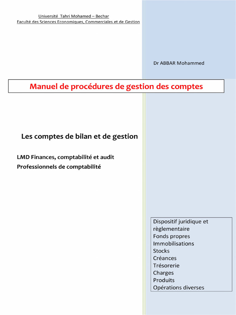 Procedure Gestion Des Compte | PDF | Normes internationales d ...