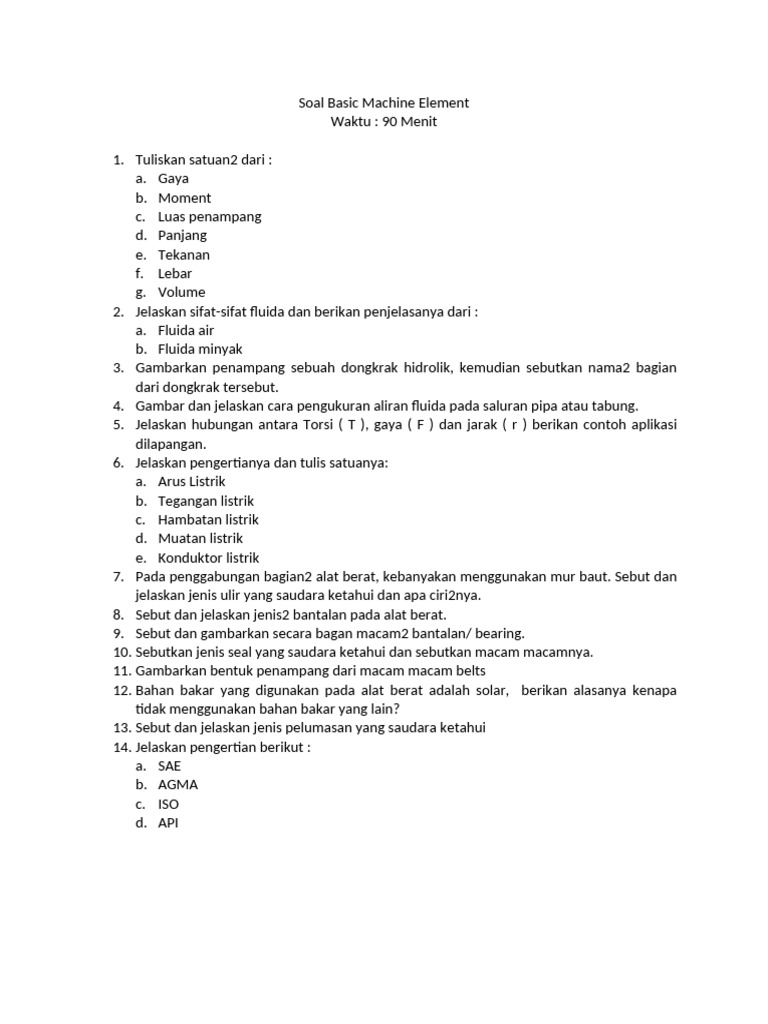 Soal Basic Machine Element Vokasi | PDF
