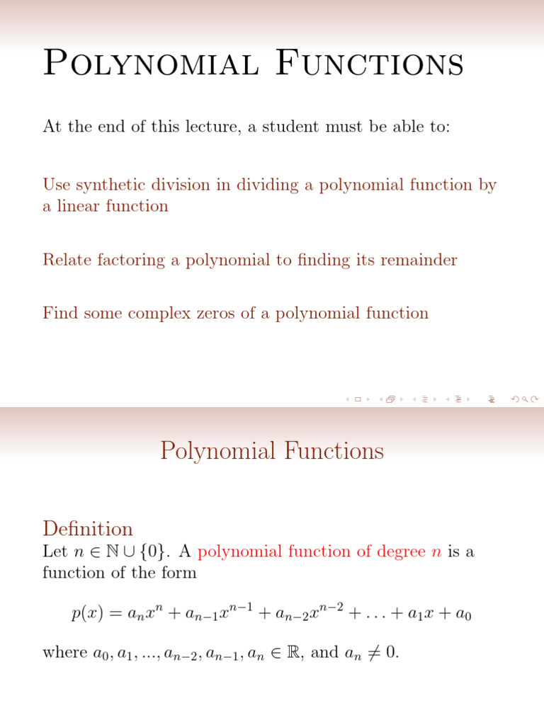 M16 Polynomial Functions | PDF | Zero Of A Function | Polynomial