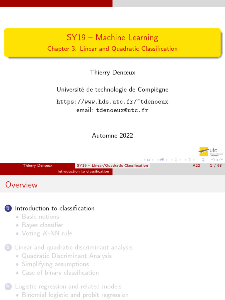 Sy19 A22 Cours3 | PDF | Logistic Regression | Regression Analysis