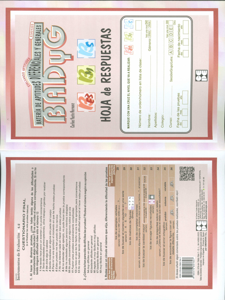 Badyg - Hoja de Respuestas | PDF